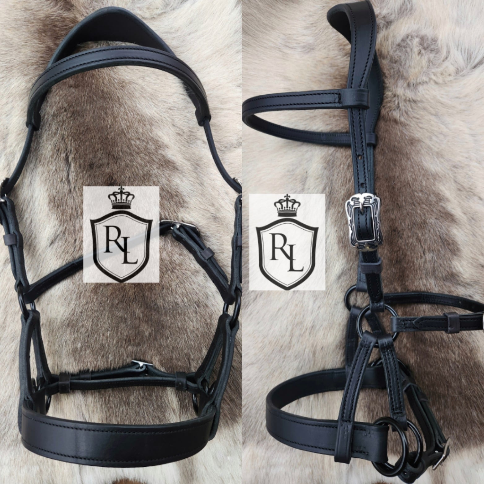Black traditional bitless sidepull with upgraded buckles – Royal Legacy Custom Leather